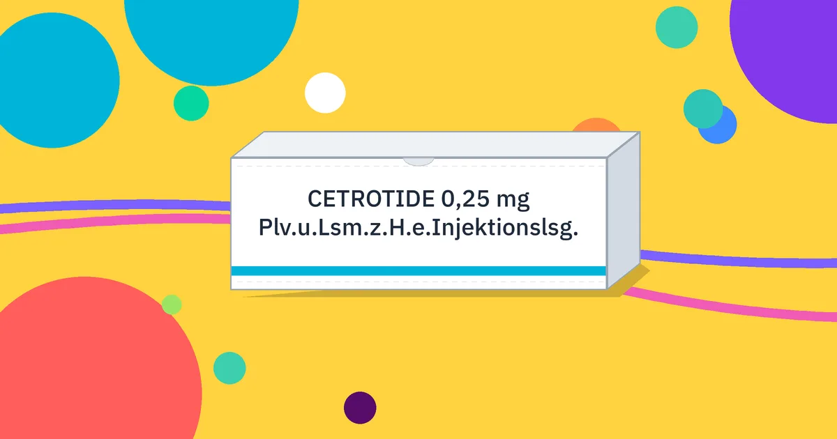 Symbolbild: Packung mit der Aufschrift CETROTIDE 0,25 mg Plv.u.Lsm.z.H.e.Injektionslsg. (PZN 09206387) – Verfügbarkeit und Bezug in Apotheken in Frankfurt am Main