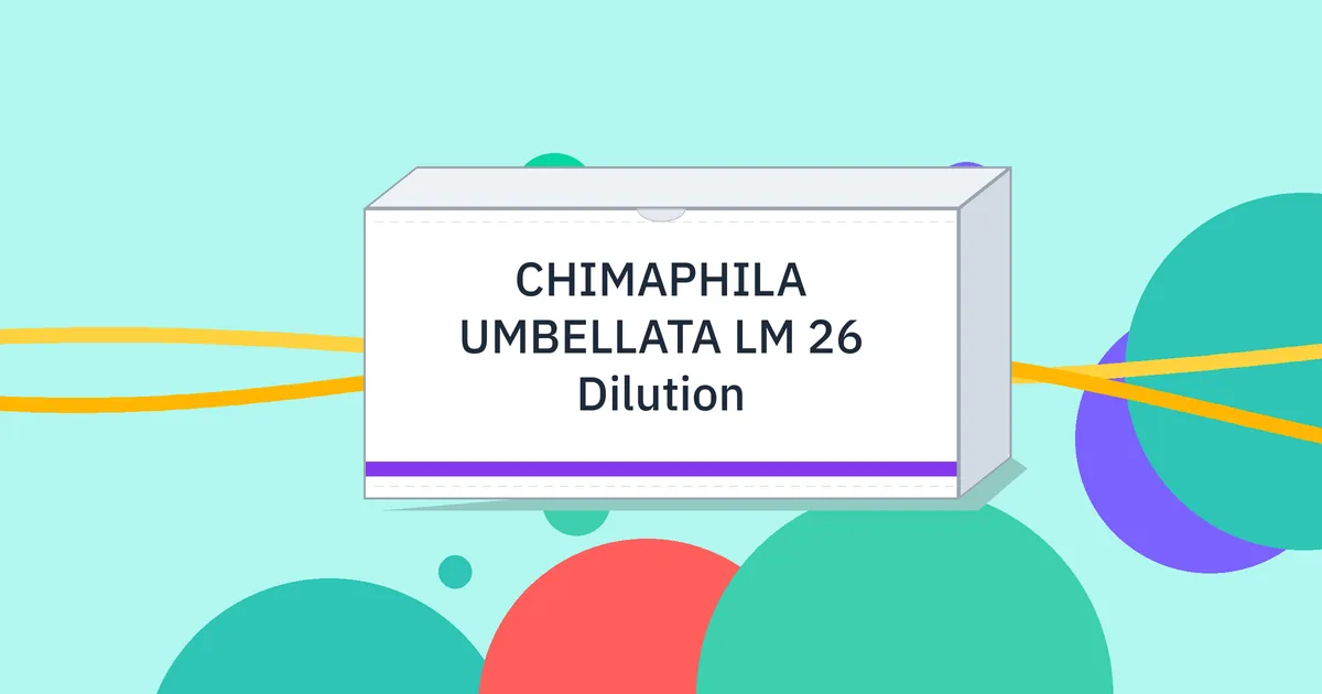 Symbolbild: Packung mit der Aufschrift CHIMAPHILA UMBELLATA LM 26 Dilution (PZN 12813524) – Verfügbarkeit und Bezug in Apotheken in Frankfurt am Main
