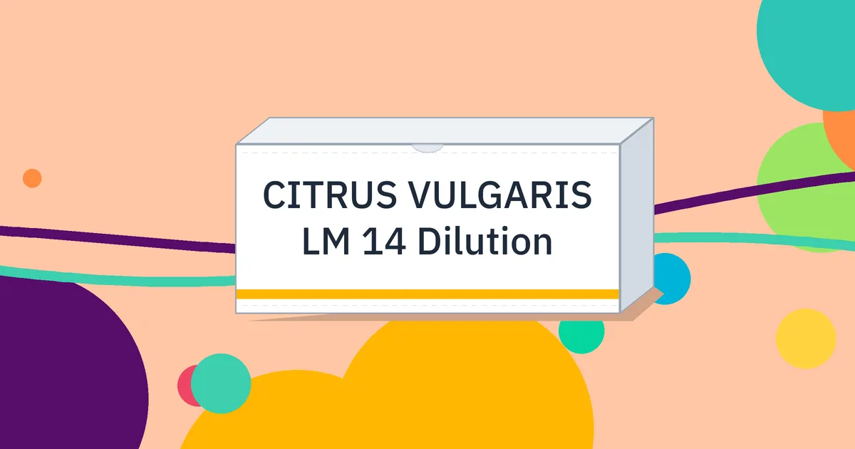 Symbolbild: Packung mit der Aufschrift CITRUS VULGARIS LM 14 Dilution (PZN 12821788) – Verfügbarkeit und Bezug in Apotheken in Frankfurt am Main