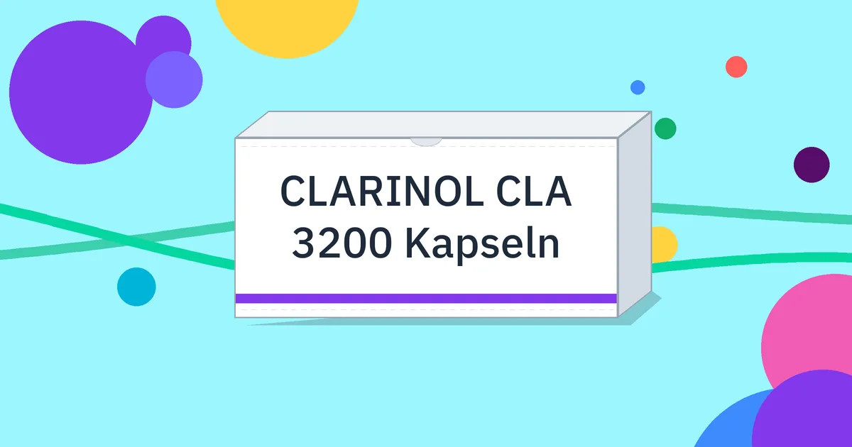 Symbolbild: Packung mit der Aufschrift CLARINOL CLA 3200 Kapseln (PZN 10401326) – Verfügbarkeit und Bezug in Apotheken in Frankfurt am Main