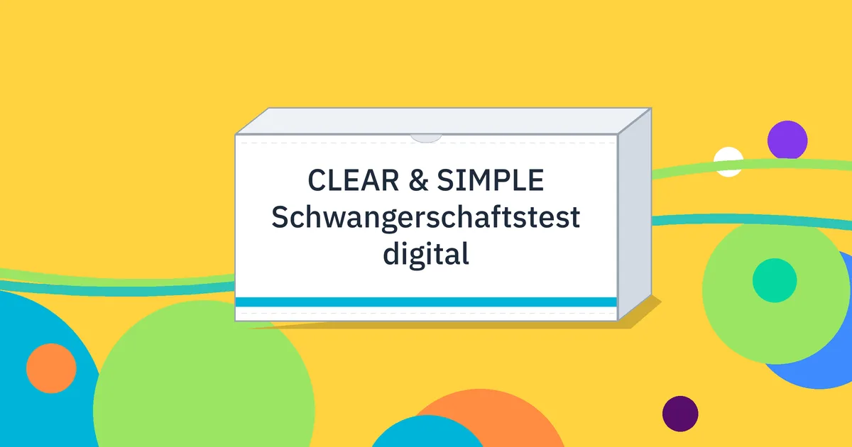 Symbolbild: Packung mit der Aufschrift CLEAR & SIMPLE Schwangerschaftstest digital (PZN 15384986) – Verfügbarkeit und Bezug in Apotheken in Frankfurt am Main