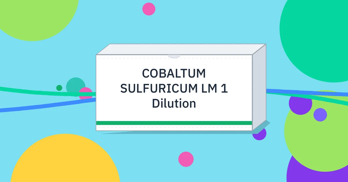 Symbolbild: Packung mit der Aufschrift COBALTUM SULFURICUM LM 1 Dilution (PZN 12824367) – Verfügbarkeit und Bezug in Apotheken in Frankfurt am Main