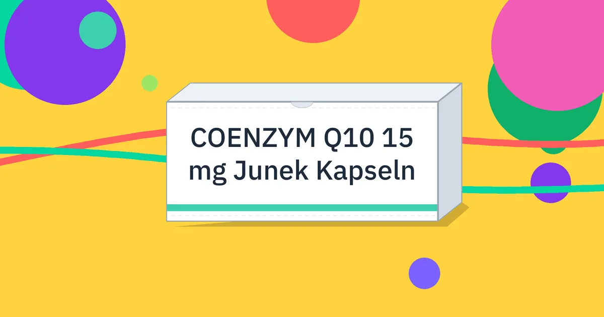 Symbolbild: Packung mit der Aufschrift COENZYM Q10 15 mg Junek Kapseln (PZN 09719773) – Verfügbarkeit und Bezug in Apotheken in Frankfurt am Main