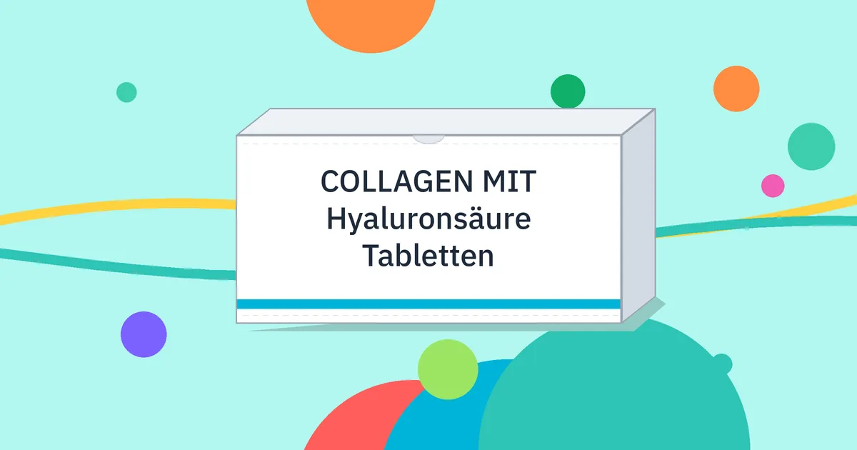 Symbolbild: Packung mit der Aufschrift COLLAGEN MIT Hyaluronsäure Tabletten (PZN 17561599) – Verfügbarkeit und Bezug in Apotheken in Frankfurt am Main