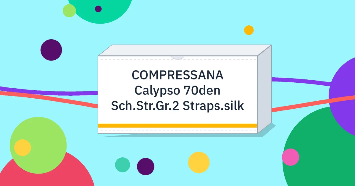 Symbolbild: Packung mit der Aufschrift COMPRESSANA Calypso 70den Sch.Str.Gr.2 Straps.silk (PZN 08911505) – Verfügbarkeit und Bezug in Apotheken in Frankfurt am Main