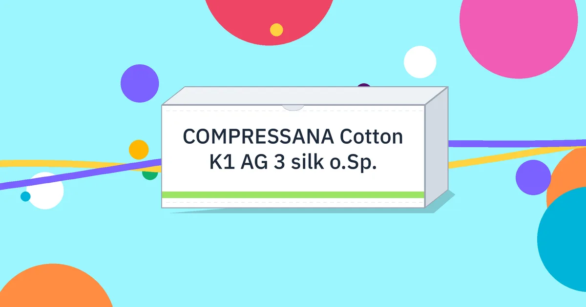 Symbolbild: Packung mit der Aufschrift COMPRESSANA Cotton K1 AG 3 silk o.Sp. (PZN 11393215) – Verfügbarkeit und Bezug in Apotheken in Frankfurt am Main