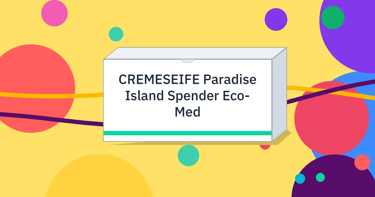 Symbolbild: Packung mit der Aufschrift CREMESEIFE Paradise Island Spender Eco-Med (PZN 20327275) – Verfügbarkeit und Bezug in Apotheken in Frankfurt am Main