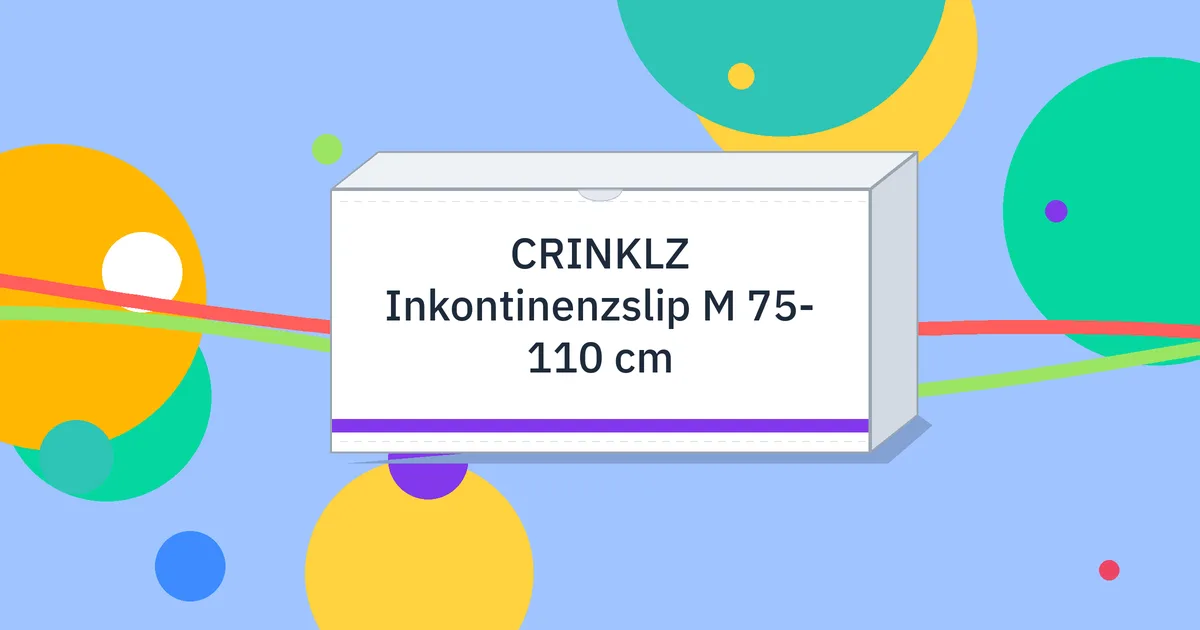 Symbolbild: Packung mit der Aufschrift CRINKLZ Inkontinenzslip M 75-110 cm (PZN 10989727) – Verfügbarkeit und Bezug in Apotheken in Frankfurt am Main