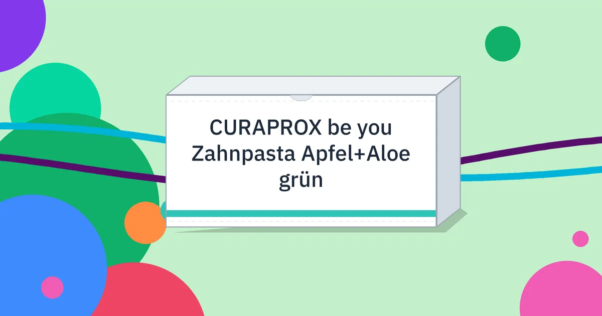 Symbolbild: Packung mit der Aufschrift CURAPROX be you Zahnpasta Apfel+Aloe grün (PZN 17448822) – Verfügbarkeit und Bezug in Apotheken in Frankfurt am Main