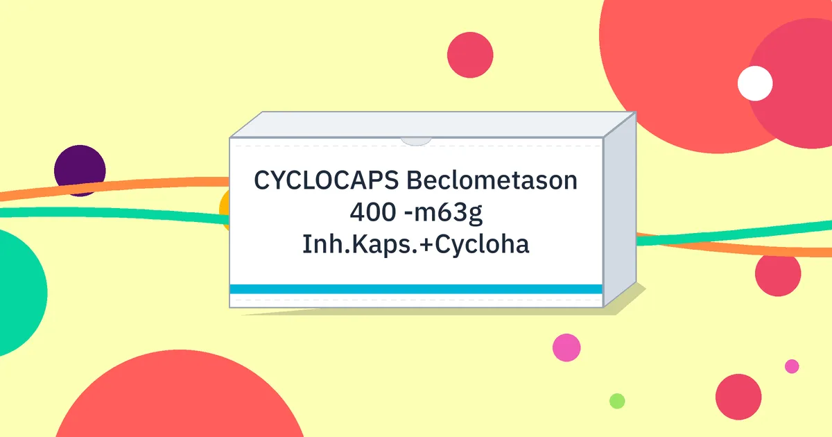 Symbolbild: Packung mit der Aufschrift CYCLOCAPS Beclometason 400 -m63g Inh.Kaps.+Cycloha (PZN 02417939) – Verfügbarkeit und Bezug in Apotheken in Frankfurt am Main