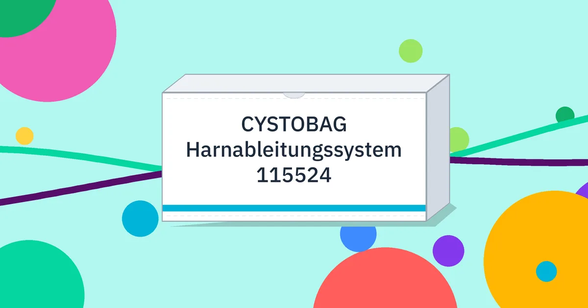 Symbolbild: Packung mit der Aufschrift CYSTOBAG Harnableitungssystem 115524 (PZN 05700593) – Verfügbarkeit und Bezug in Apotheken in Frankfurt am Main