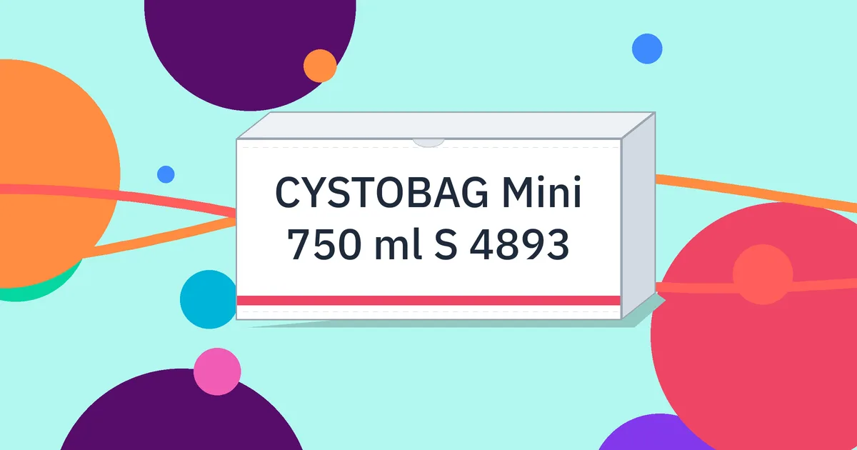 Symbolbild: Packung mit der Aufschrift CYSTOBAG Mini 750 ml S 4893 (PZN 02433482) – Verfügbarkeit und Bezug in Apotheken in Frankfurt am Main