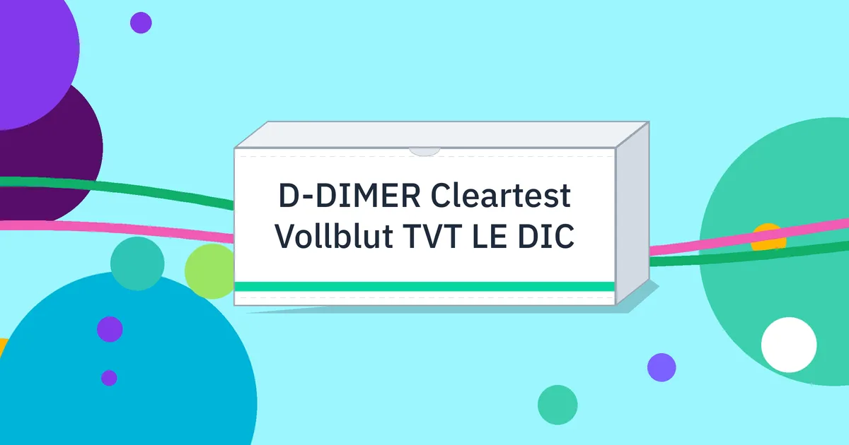Symbolbild: Packung mit der Aufschrift D-DIMER Cleartest Vollblut TVT LE DIC (PZN 11895419) – Verfügbarkeit und Bezug in Apotheken in Frankfurt am Main