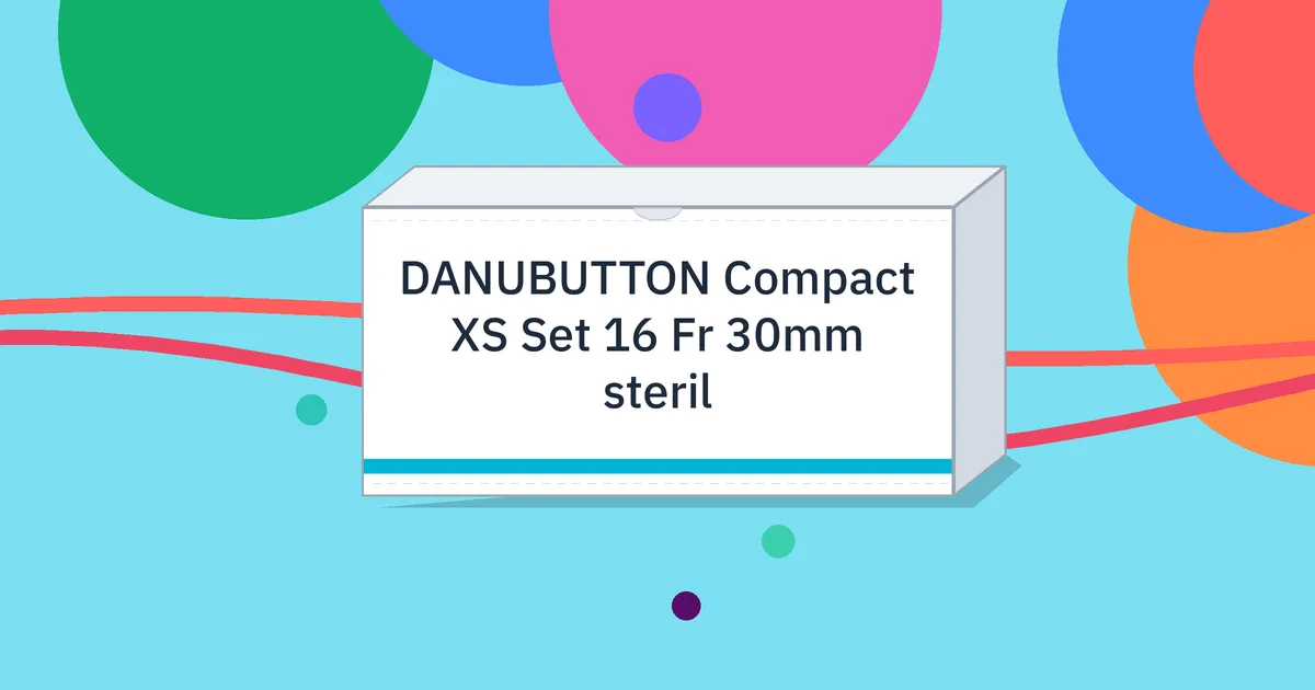 Symbolbild: Packung mit der Aufschrift DANUBUTTON Compact XS Set 16 Fr 30mm steril (PZN 19852875) – Verfügbarkeit und Bezug in Apotheken in Frankfurt am Main