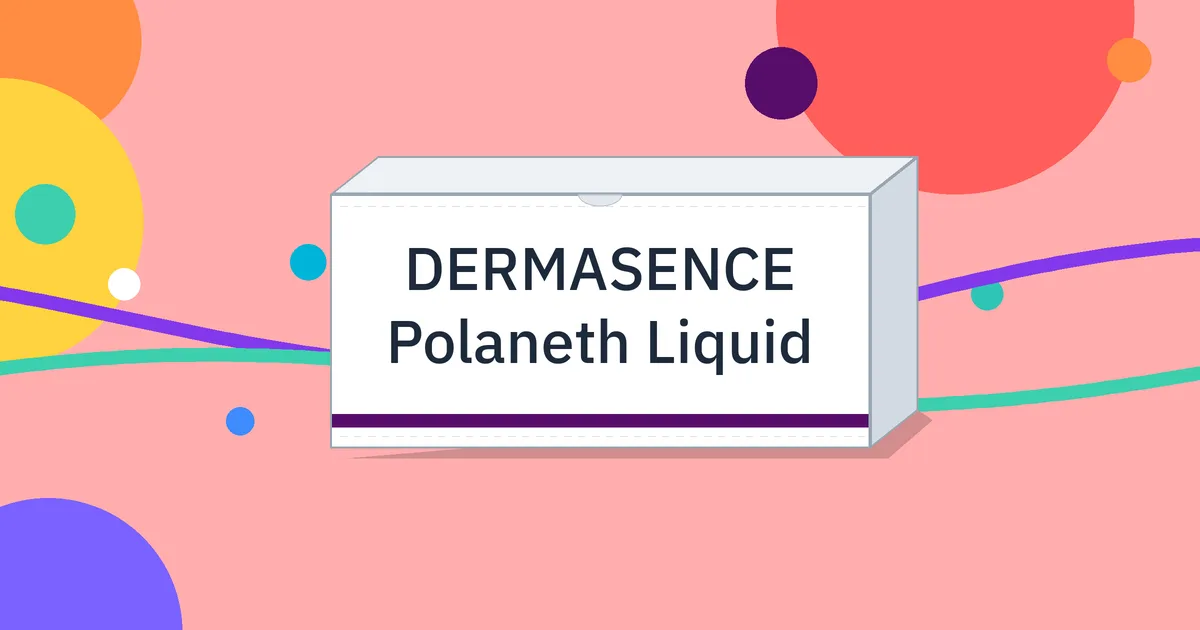 Symbolbild: Packung mit der Aufschrift DERMASENCE Polaneth Liquid (PZN 16633351) – Verfügbarkeit und Bezug in Apotheken in Frankfurt am Main
