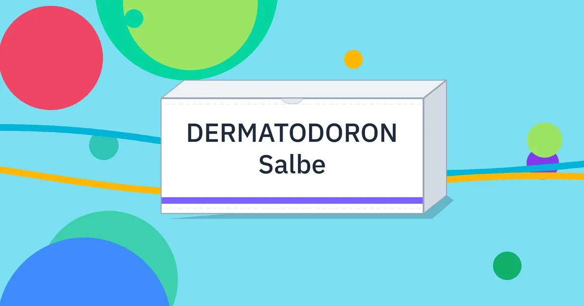 Symbolbild: Packung mit der Aufschrift DERMATODORON Salbe (PZN 03141445) – Verfügbarkeit und Bezug in Apotheken in Frankfurt am Main