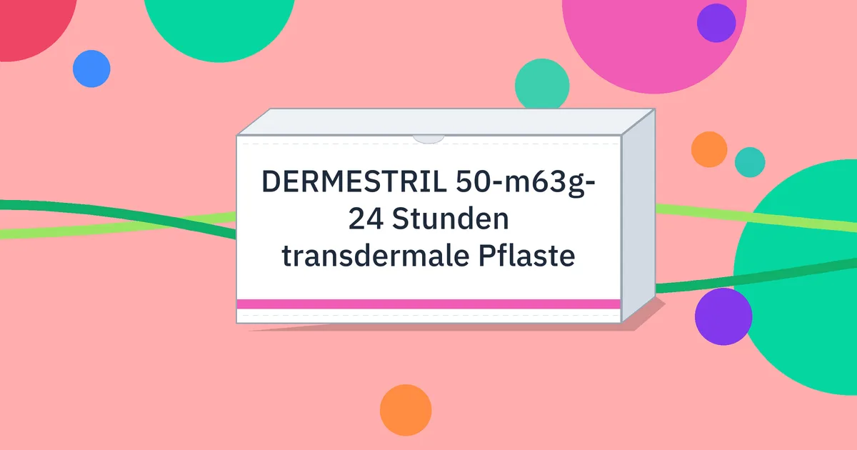 Symbolbild: Packung mit der Aufschrift DERMESTRIL 50-m63g-24 Stunden transdermale Pflaste (PZN 07453650) – Verfügbarkeit und Bezug in Apotheken in Frankfurt am Main
