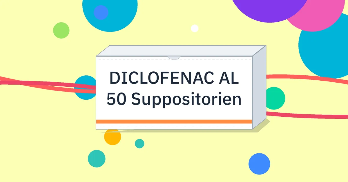 Symbolbild: Packung mit der Aufschrift DICLOFENAC AL 50 Suppositorien (PZN 04765679) – Verfügbarkeit und Bezug in Apotheken in Frankfurt am Main