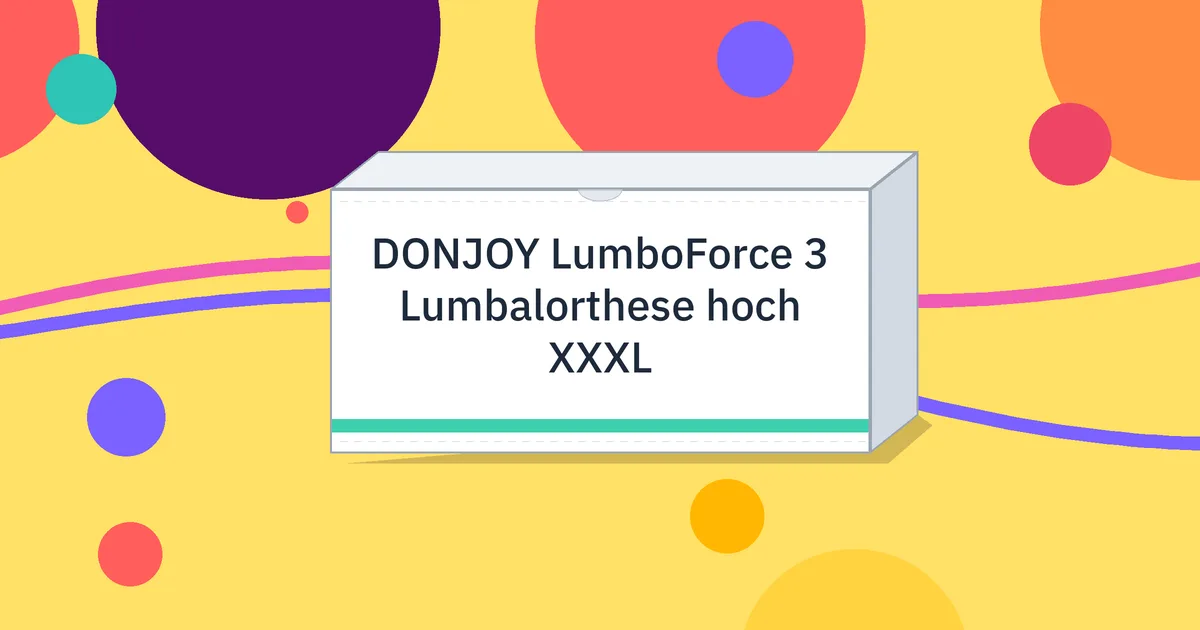 Symbolbild: Packung mit der Aufschrift DONJOY LumboForce 3 Lumbalorthese hoch XXXL (PZN 19378037) – Verfügbarkeit und Bezug in Apotheken in Frankfurt am Main