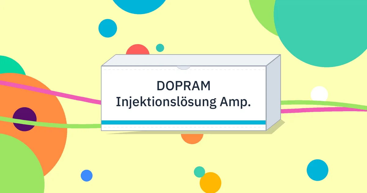 Symbolbild: Packung mit der Aufschrift DOPRAM Injektionslösung Amp. (PZN 12360318) – Verfügbarkeit und Bezug in Apotheken in Frankfurt am Main