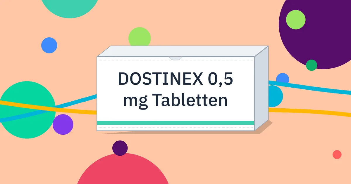 Symbolbild: Packung mit der Aufschrift DOSTINEX 0,5 mg Tabletten (PZN 00890376) – Verfügbarkeit und Bezug in Apotheken in Frankfurt am Main