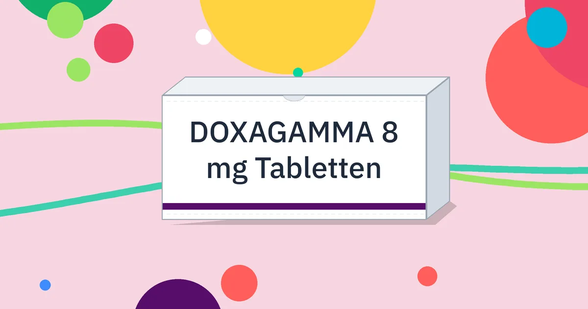 Symbolbild: Packung mit der Aufschrift DOXAGAMMA 8 mg Tabletten (PZN 00947389) – Verfügbarkeit und Bezug in Apotheken in Frankfurt am Main