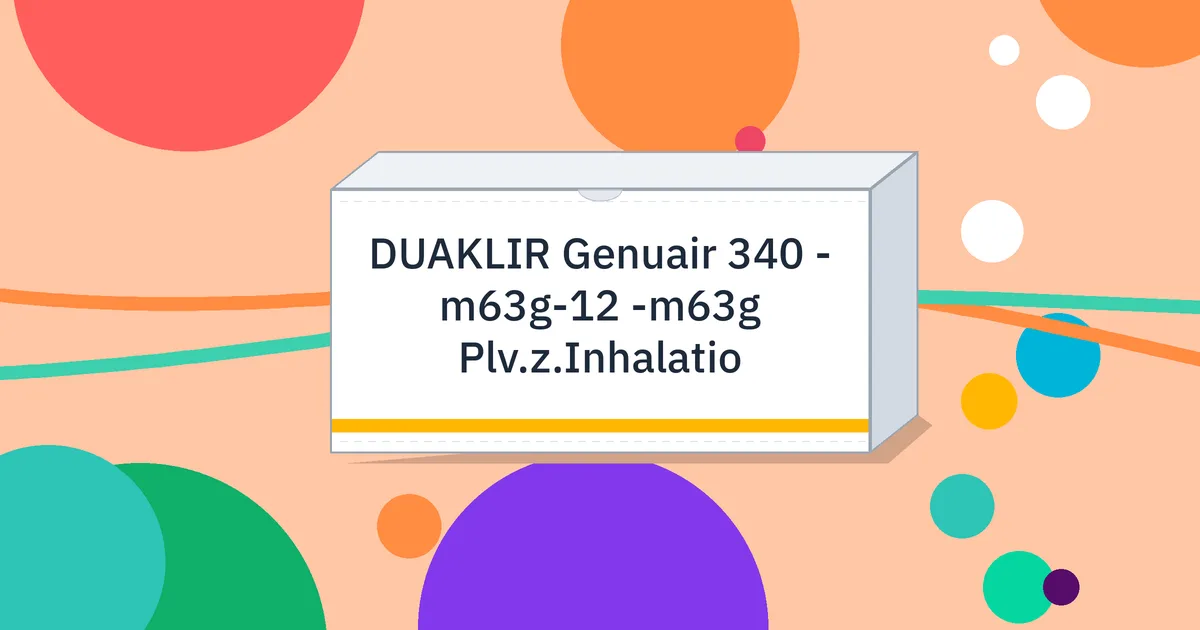 Symbolbild: Packung mit der Aufschrift DUAKLIR Genuair 340 -m63g-12 -m63g Plv.z.Inhalatio (PZN 19115823) – Verfügbarkeit und Bezug in Apotheken in Frankfurt am Main