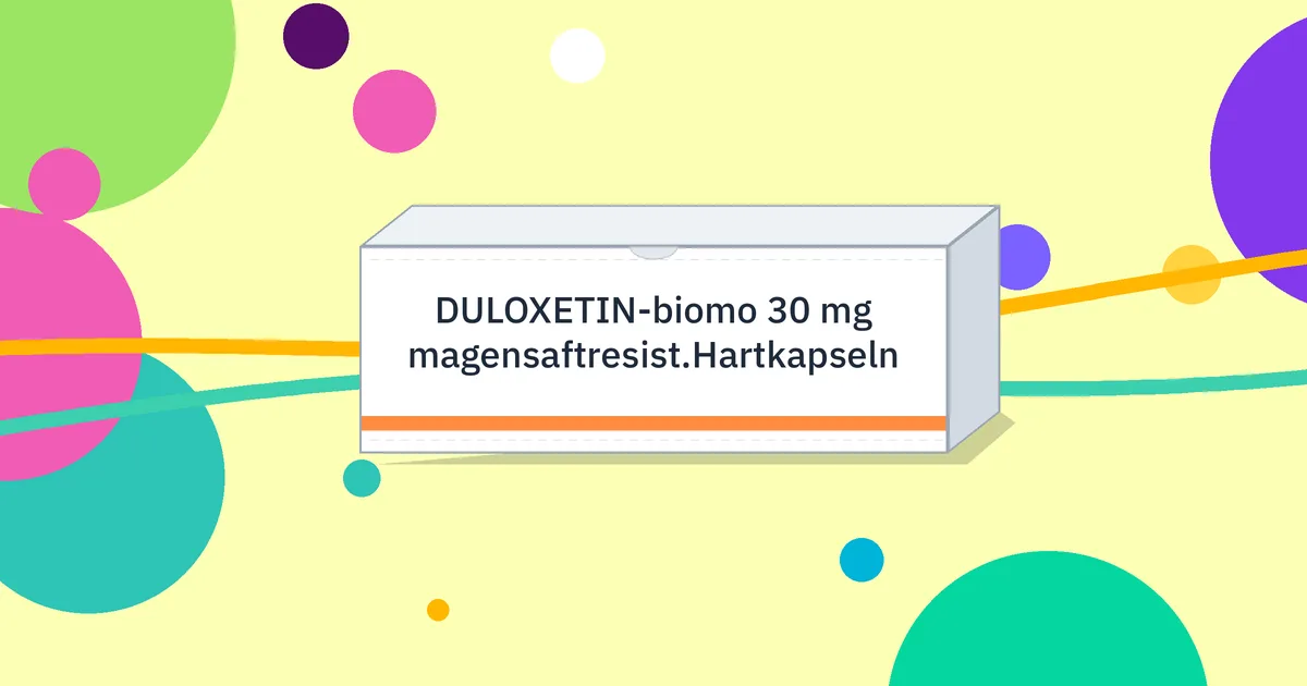 Symbolbild: Packung mit der Aufschrift DULOXETIN-biomo 30 mg magensaftresist.Hartkapseln (PZN 11799041) – Verfügbarkeit und Bezug in Apotheken in Frankfurt am Main