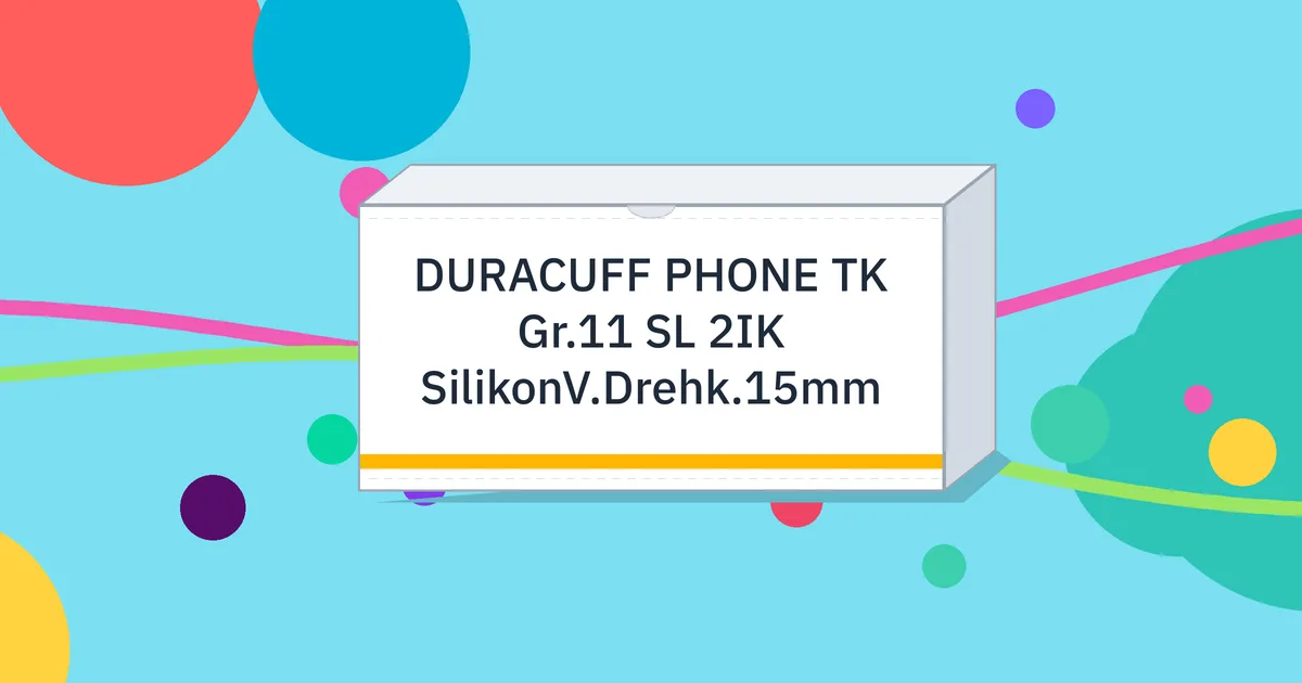 Symbolbild: Packung mit der Aufschrift DURACUFF PHONE TK Gr.11 SL 2IK SilikonV.Drehk.15mm (PZN 04958817) – Verfügbarkeit und Bezug in Apotheken in Frankfurt am Main