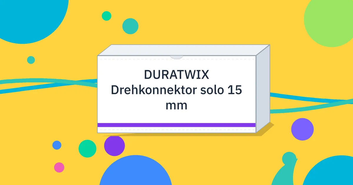 Symbolbild: Packung mit der Aufschrift DURATWIX Drehkonnektor solo 15 mm (PZN 06992155) – Verfügbarkeit und Bezug in Apotheken in Frankfurt am Main