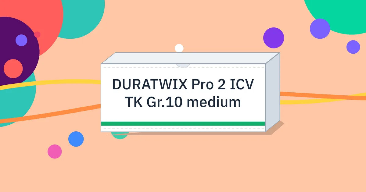 Symbolbild: Packung mit der Aufschrift DURATWIX Pro 2 ICV TK Gr.10 medium (PZN 19346126) – Verfügbarkeit und Bezug in Apotheken in Frankfurt am Main