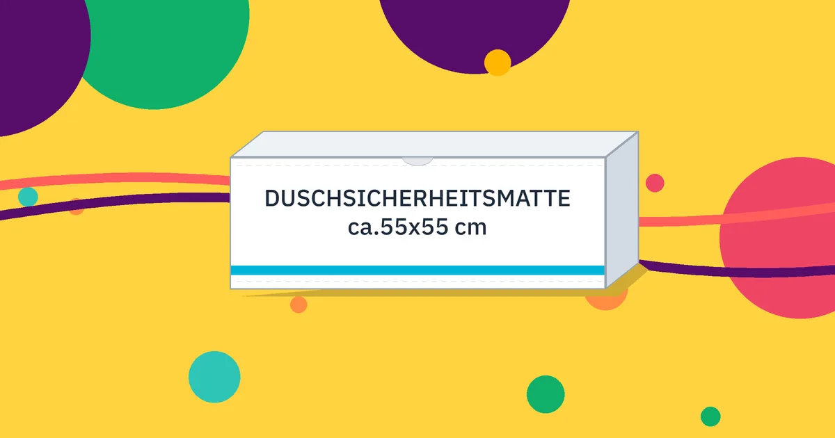Symbolbild: Packung mit der Aufschrift DUSCHSICHERHEITSMATTE ca.55x55 cm (PZN 06492056) – Verfügbarkeit und Bezug in Apotheken in Frankfurt am Main
