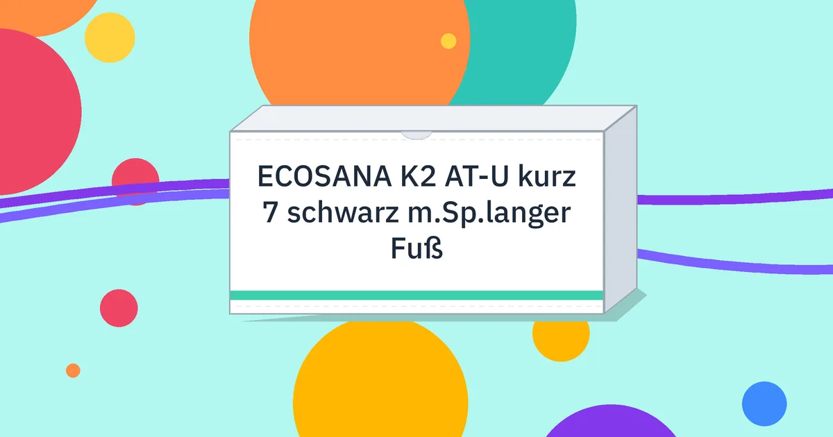Symbolbild: Packung mit der Aufschrift ECOSANA K2 AT-U kurz 7 schwarz m.Sp.langer Fuß (PZN 10954769) – Verfügbarkeit und Bezug in Apotheken in Frankfurt am Main
