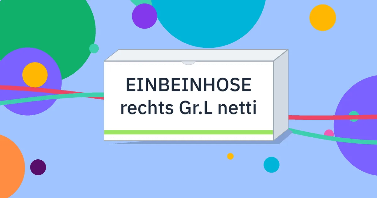 Symbolbild: Packung mit der Aufschrift EINBEINHOSE rechts Gr.L netti (PZN 09266001) – Verfügbarkeit und Bezug in Apotheken in Frankfurt am Main