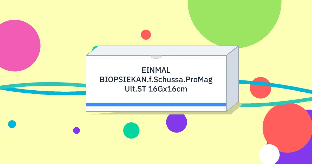 Symbolbild: Packung mit der Aufschrift EINMAL BIOPSIEKAN.f.Schussa.ProMag Ult.ST 16Gx16cm (PZN 00283357) – Verfügbarkeit und Bezug in Apotheken in Frankfurt am Main