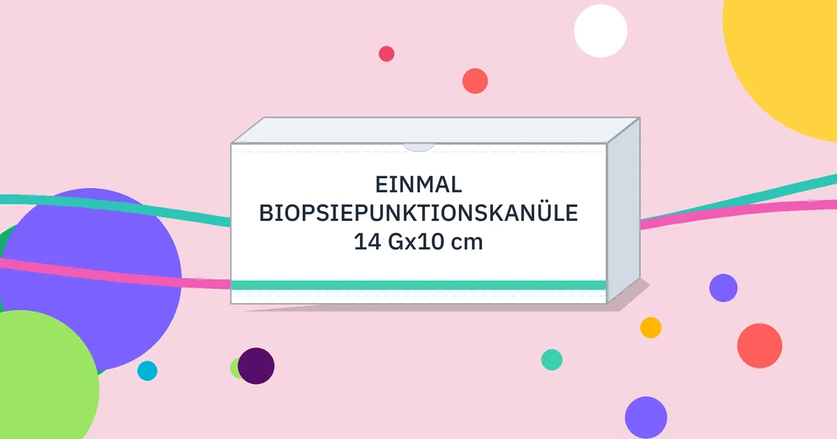 Symbolbild: Packung mit der Aufschrift EINMAL BIOPSIEPUNKTIONSKANÜLE 14 Gx10 cm (PZN 10558105) – Verfügbarkeit und Bezug in Apotheken in Frankfurt am Main