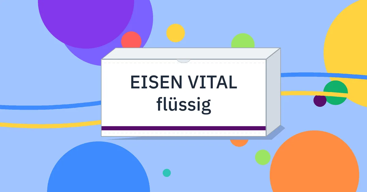 Symbolbild: Packung mit der Aufschrift EISEN VITAL flüssig (PZN 03569108) – Verfügbarkeit und Bezug in Apotheken in Frankfurt am Main