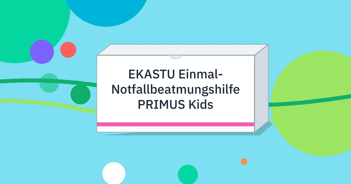 Symbolbild: Packung mit der Aufschrift EKASTU Einmal-Notfallbeatmungshilfe PRIMUS Kids (PZN 18772720) – Verfügbarkeit und Bezug in Apotheken in Frankfurt am Main