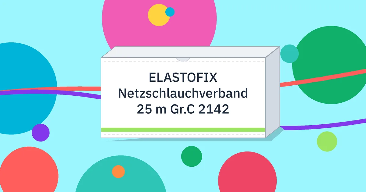 Symbolbild: Packung mit der Aufschrift ELASTOFIX Netzschlauchverband 25 m Gr.C 2142 (PZN 11184428) – Verfügbarkeit und Bezug in Apotheken in Frankfurt am Main