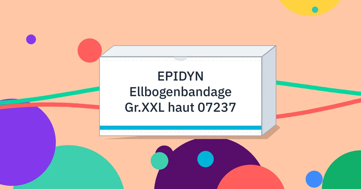 Symbolbild: Packung mit der Aufschrift EPIDYN Ellbogenbandage Gr.XXL haut 07237 (PZN 04821805) – Verfügbarkeit und Bezug in Apotheken in Frankfurt am Main