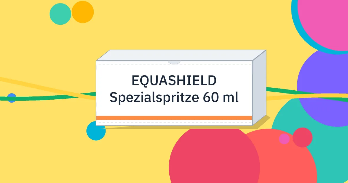 Symbolbild: Packung mit der Aufschrift EQUASHIELD Spezialspritze 60 ml (PZN 13500773) – Verfügbarkeit und Bezug in Apotheken in Frankfurt am Main