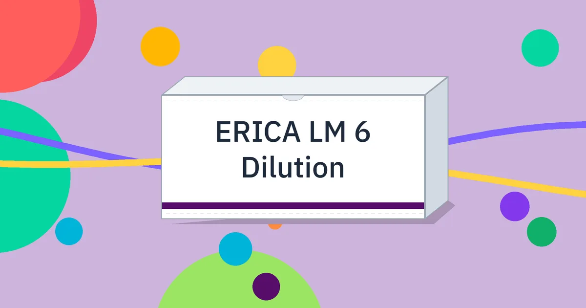 Symbolbild: Packung mit der Aufschrift ERICA LM 6 Dilution (PZN 13477583) – Verfügbarkeit und Bezug in Apotheken in Frankfurt am Main