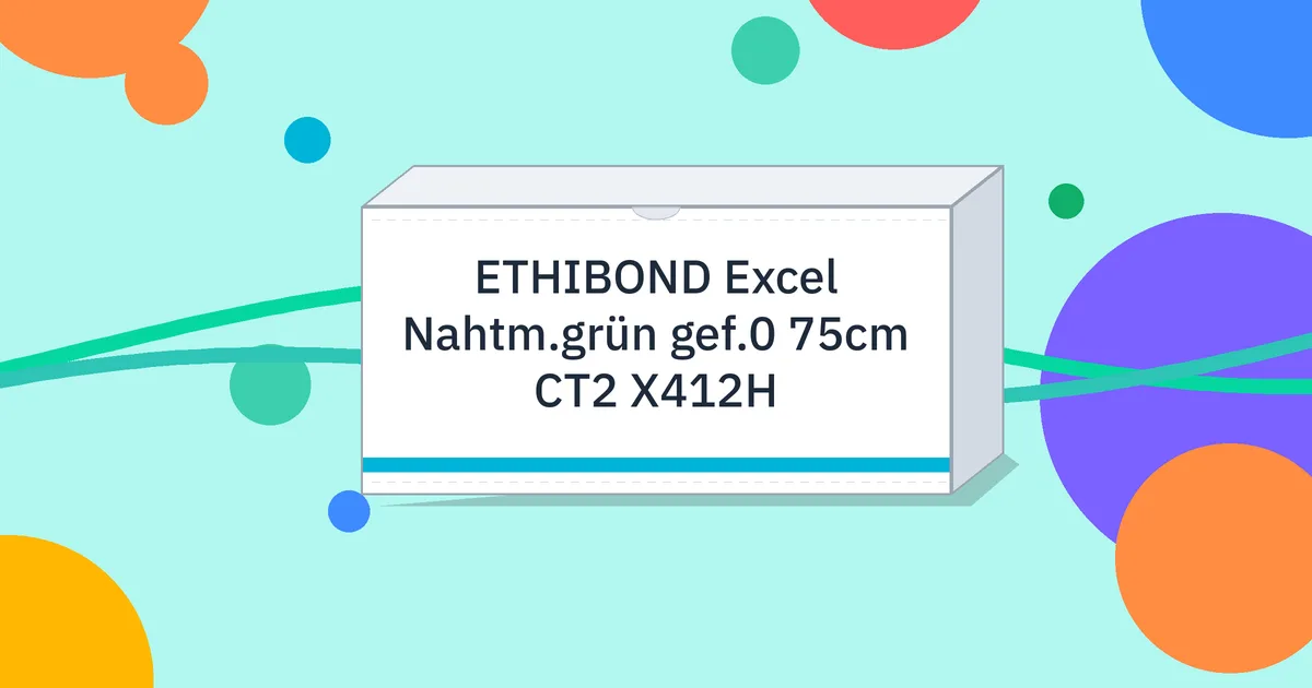 Symbolbild: Packung mit der Aufschrift ETHIBOND Excel Nahtm.grün gef.0 75cm CT2 X412H (PZN 16249836) – Verfügbarkeit und Bezug in Apotheken in Frankfurt am Main