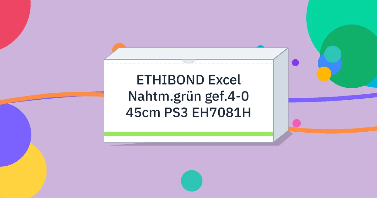 Symbolbild: Packung mit der Aufschrift ETHIBOND Excel Nahtm.grün gef.4-0 45cm PS3 EH7081H (PZN 19760446) – Verfügbarkeit und Bezug in Apotheken in Frankfurt am Main
