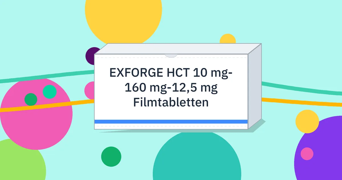 Symbolbild: Packung mit der Aufschrift EXFORGE HCT 10 mg-160 mg-12,5 mg Filmtabletten (PZN 05111359) – Verfügbarkeit und Bezug in Apotheken in Frankfurt am Main
