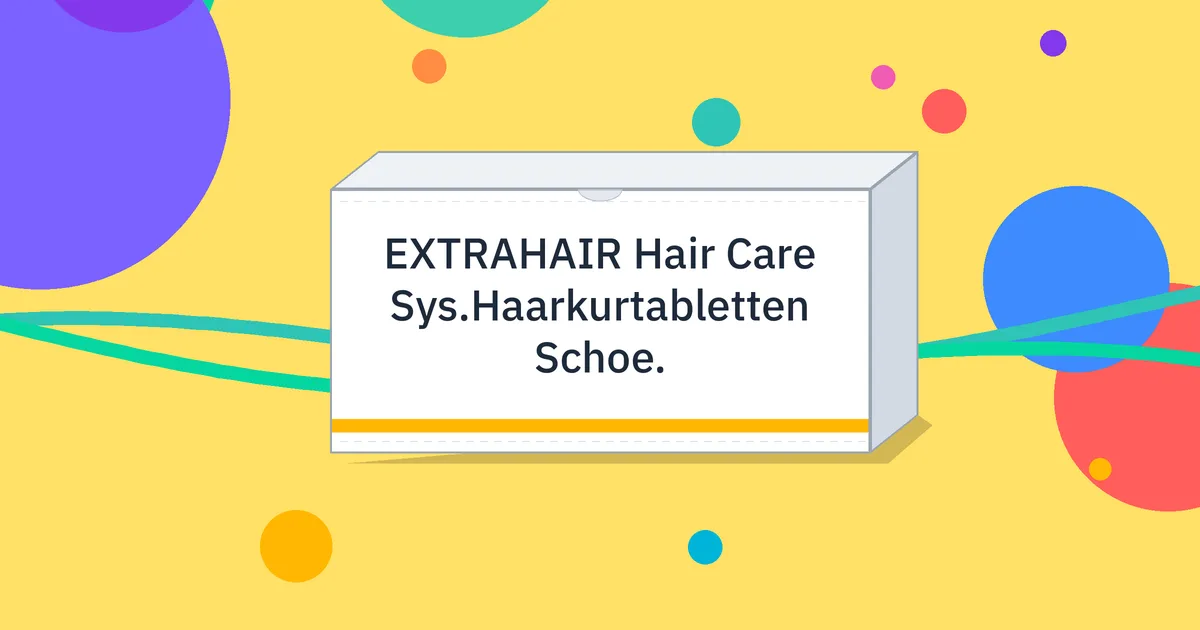 Symbolbild: Packung mit der Aufschrift EXTRAHAIR Hair Care Sys.Haarkurtabletten Schoe. (PZN 03448095) – Verfügbarkeit und Bezug in Apotheken in Frankfurt am Main