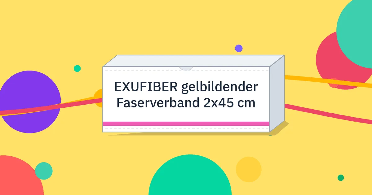Symbolbild: Packung mit der Aufschrift EXUFIBER gelbildender Faserverband 2x45 cm (PZN 12550355) – Verfügbarkeit und Bezug in Apotheken in Frankfurt am Main