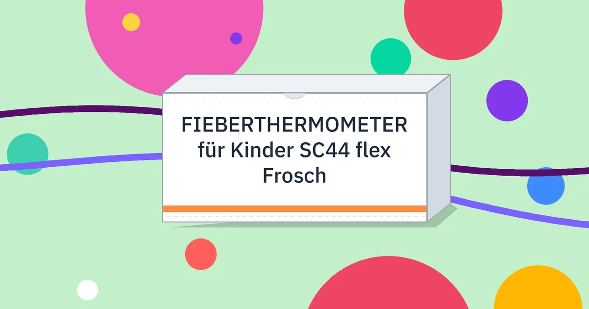 Symbolbild: Packung mit der Aufschrift FIEBERTHERMOMETER für Kinder SC44 flex Frosch (PZN 19150363) – Verfügbarkeit und Bezug in Apotheken in Frankfurt am Main