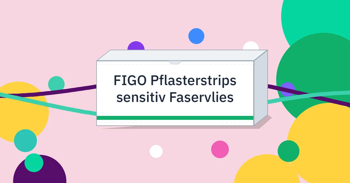 Symbolbild: Packung mit der Aufschrift FIGO Pflasterstrips sensitiv Faservlies (PZN 10088094) – Verfügbarkeit und Bezug in Apotheken in Frankfurt am Main