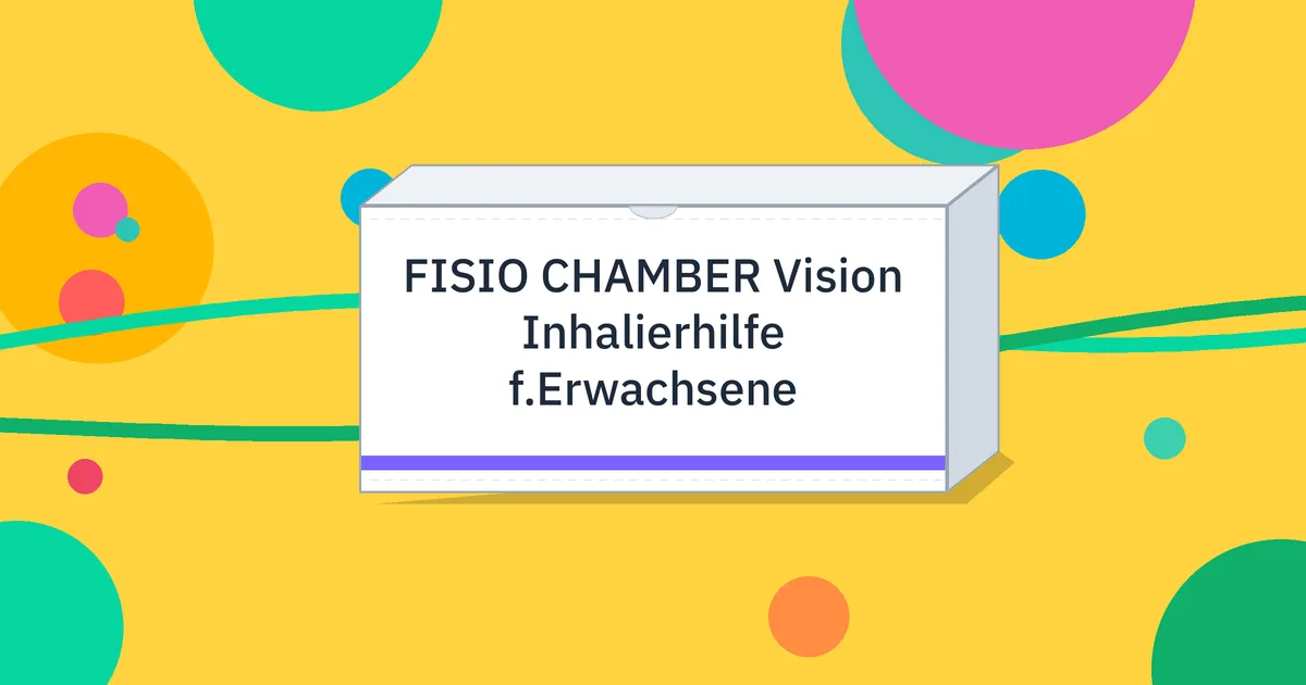 Symbolbild: Packung mit der Aufschrift FISIO CHAMBER Vision Inhalierhilfe f.Erwachsene (PZN 12869200) – Verfügbarkeit und Bezug in Apotheken in Frankfurt am Main